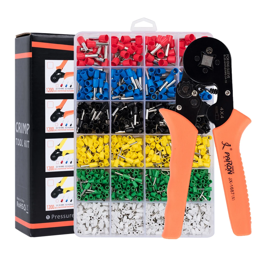Paron Crimping Tool Wire Crimper Pliers Kit With 1200 Pcs Insulated ...