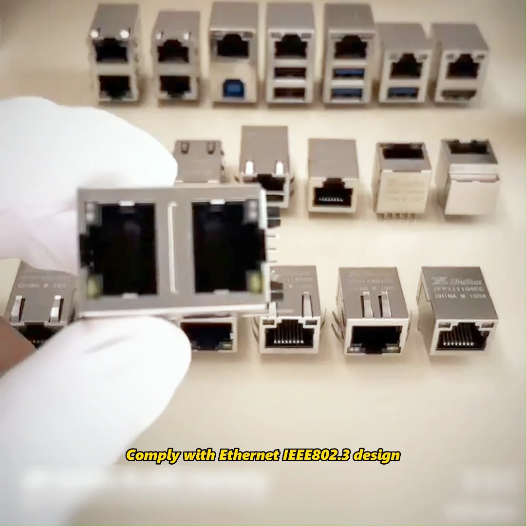 Modular Jack Stacked 2x1 Port 10/100 Base-t Rj45 Connector With ...