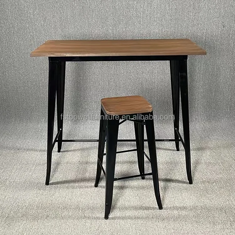 Wooden Metal Bar Tables Industrial Commercial Pub High Tables Outdoor ...
