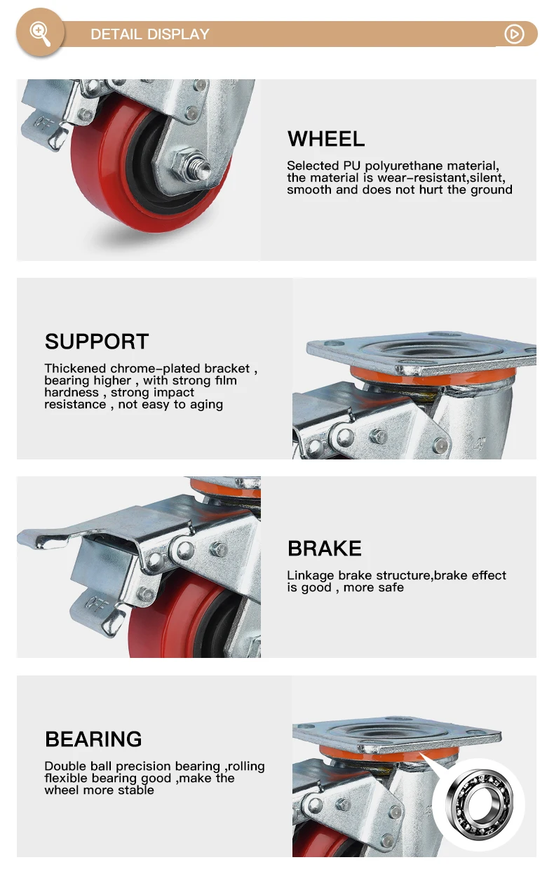 Heavy Duty Industrial Rack Trolley Caster Pu Caster Wheel 6 Inch 8 Inch ...
