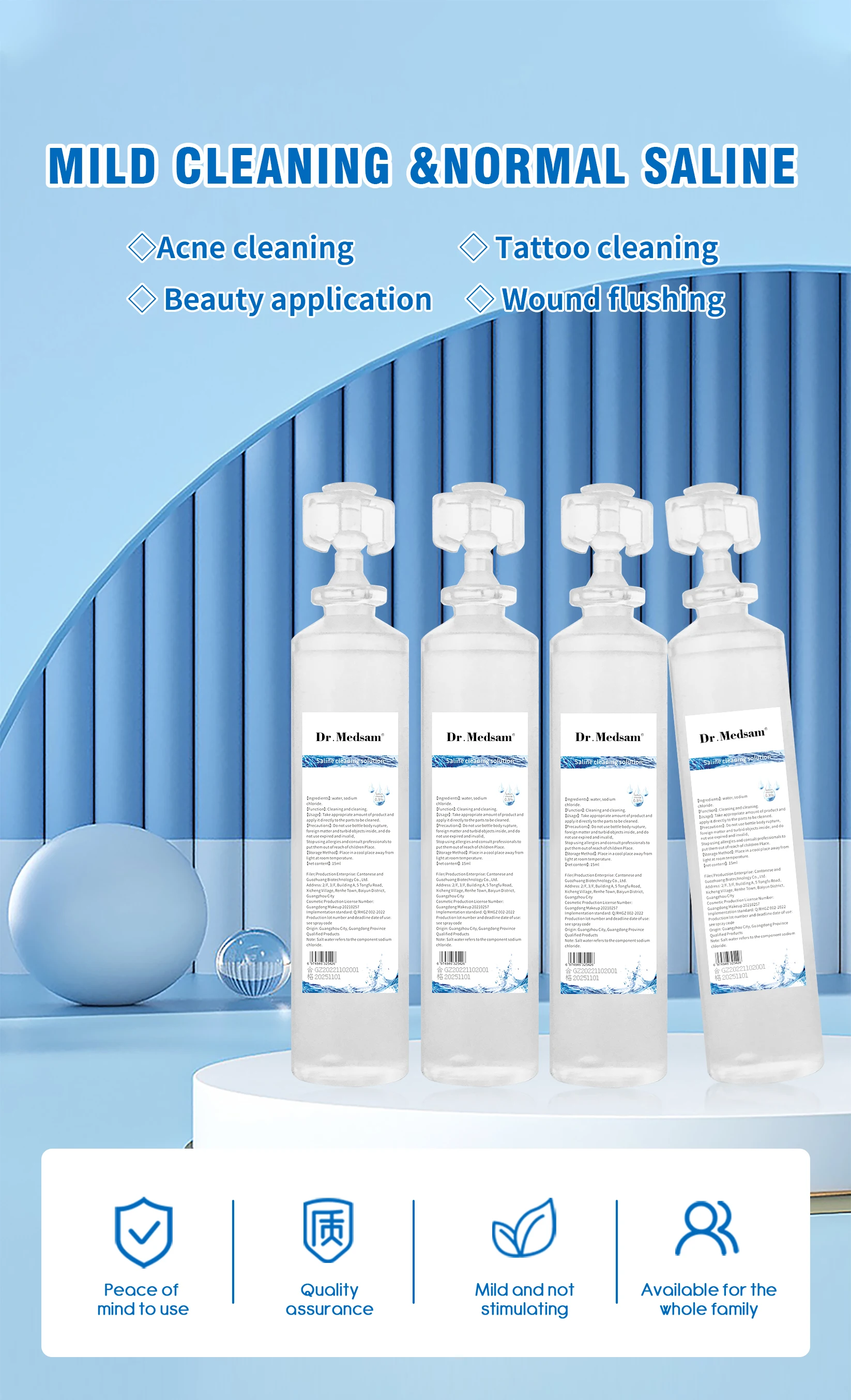 Sodium Chloride Sterile Eyewash Irrigate Wound Normal Saline Solution 0.9%,Ear Cleaning Solution ...