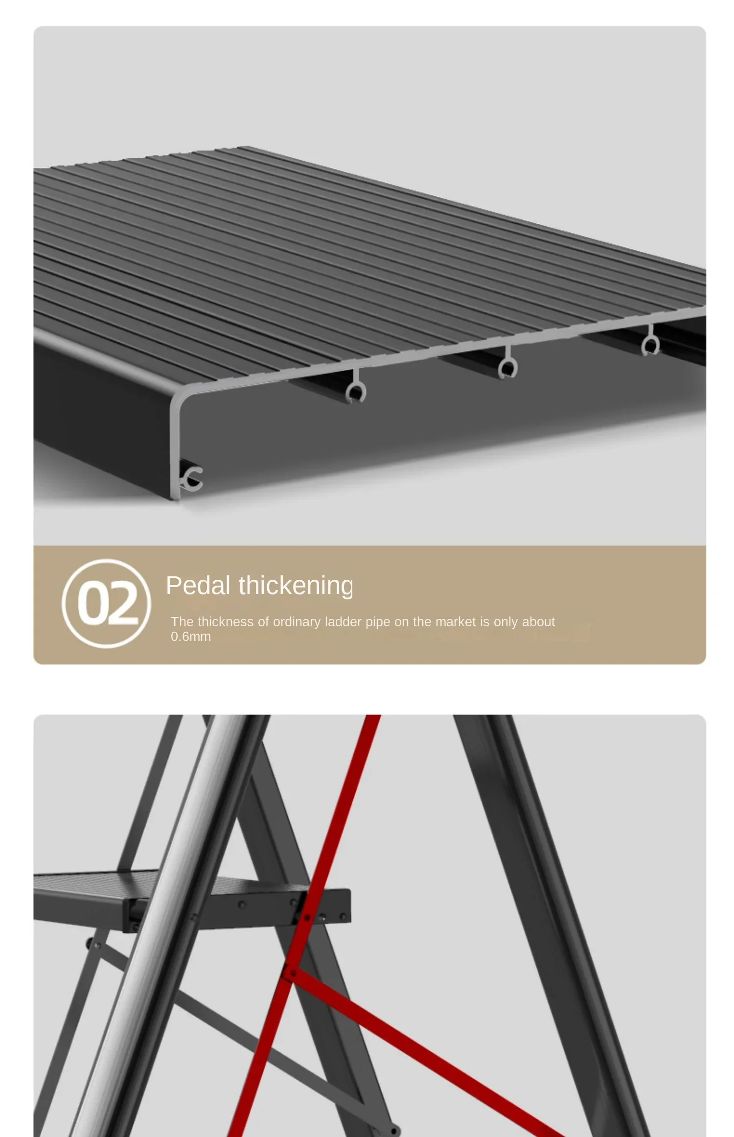 Wholesale Multifunction Aluminum Folding Ladder Anti-slip 3 Step Ladder ...