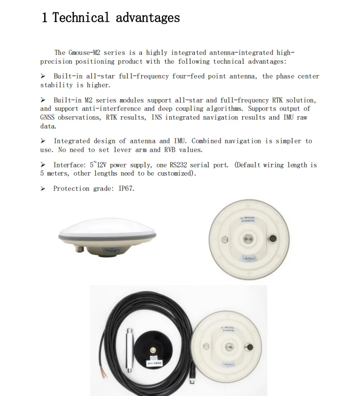 The Gmouse M21 Gnss Ins Imu Receiver Is Equipped With A Four Feed Point