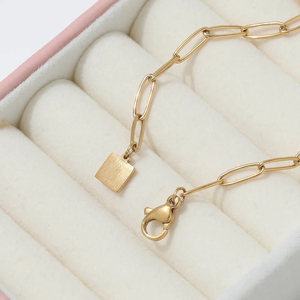 High End Paper Pin Link Chain Bracelet - 18K Gold Plated