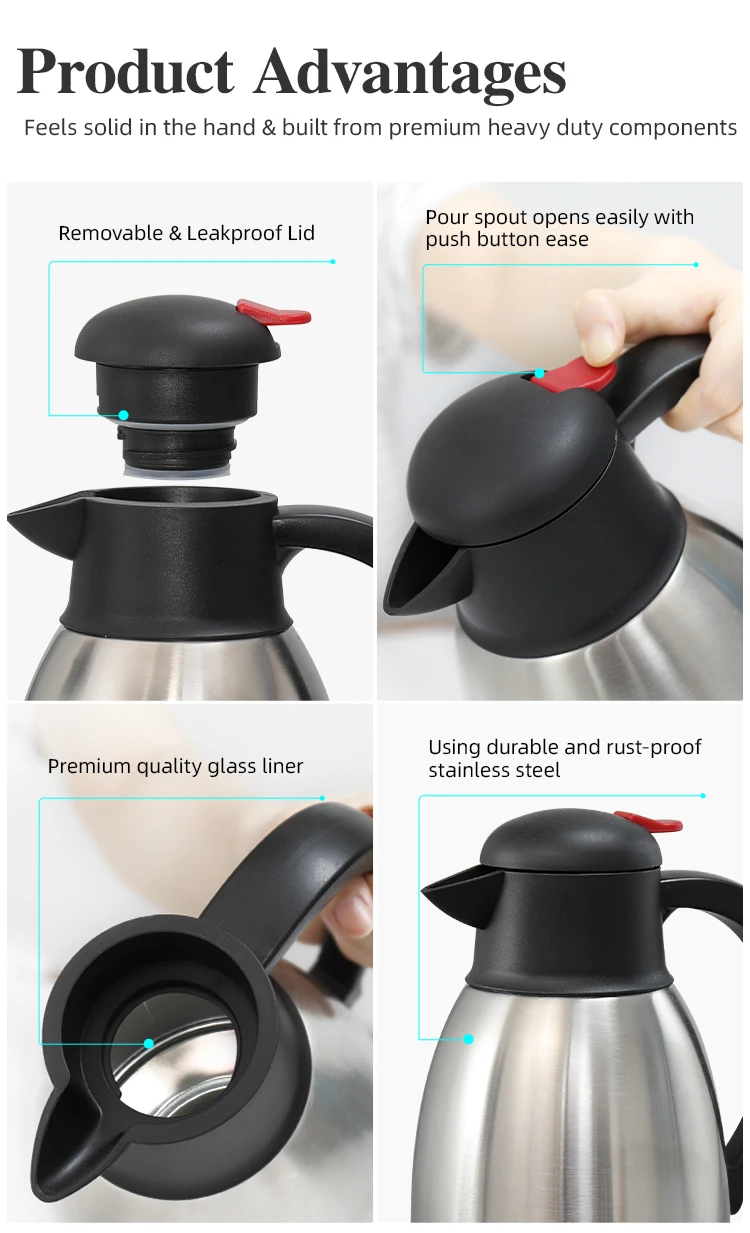 Thermal Coffee Carafe Triple Wall Vacuum Insulated Flask Thermos ...