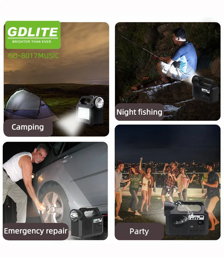 GDLITE 8017 Music Portable Solar Radio with Bluetooth Speaker
