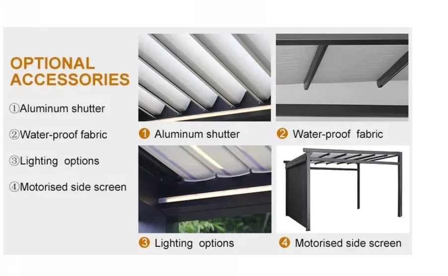 Waterproof Pergola Roof Weatherproof Louvers System Gazebo Cost ...