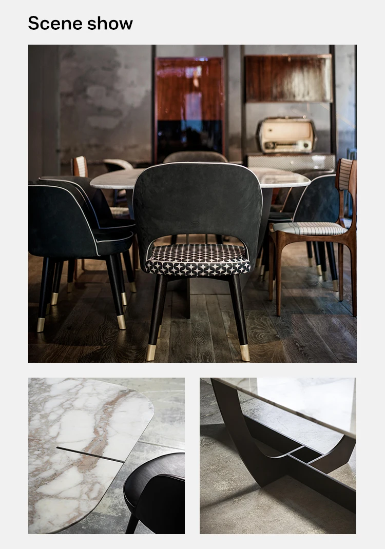 Baxter Luxury Design Marble Top Dining 6 Chairs Table Set Dining Room ...