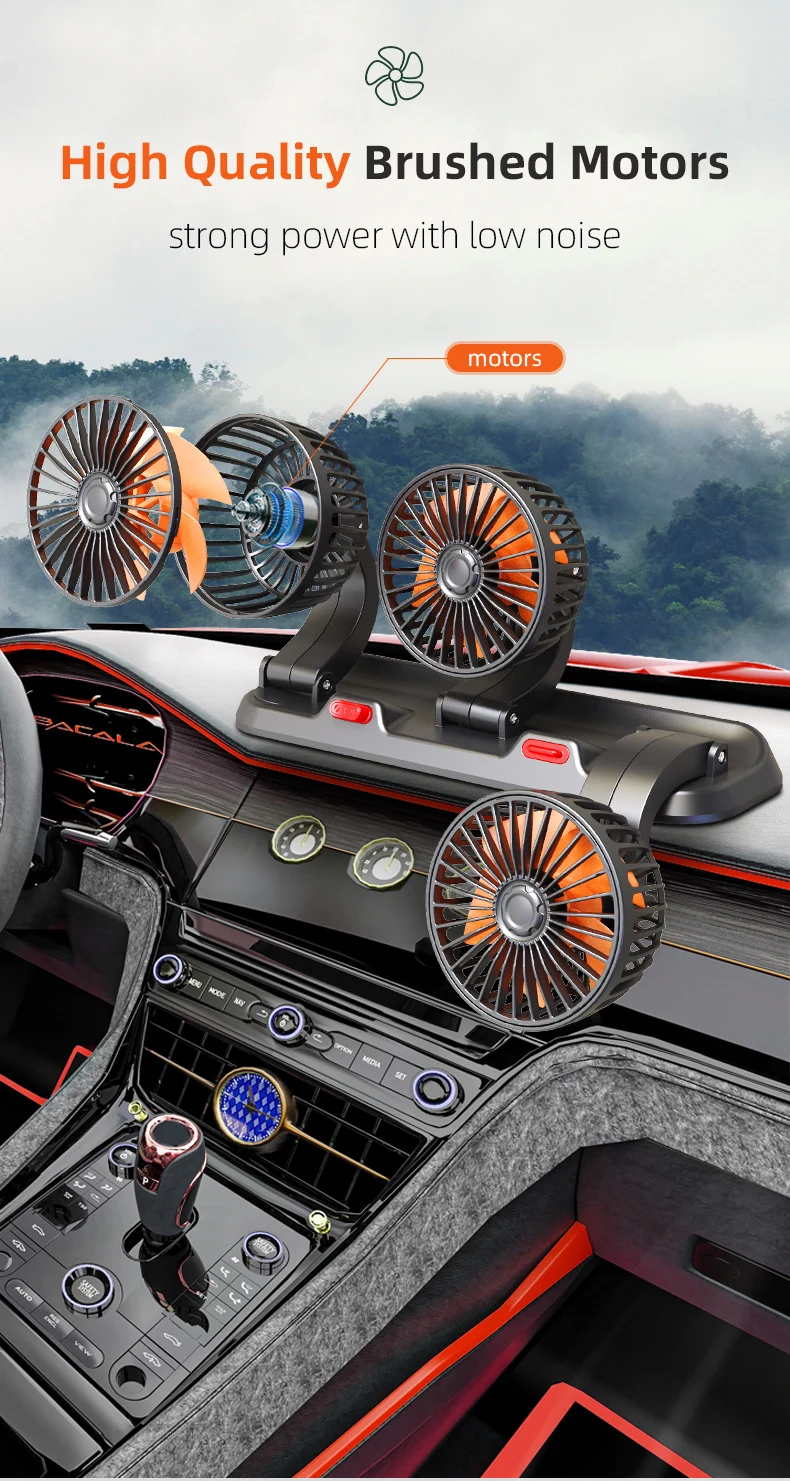 Triple Heads Car Fan - 24V 12V Fan for RV & Boat Cabin