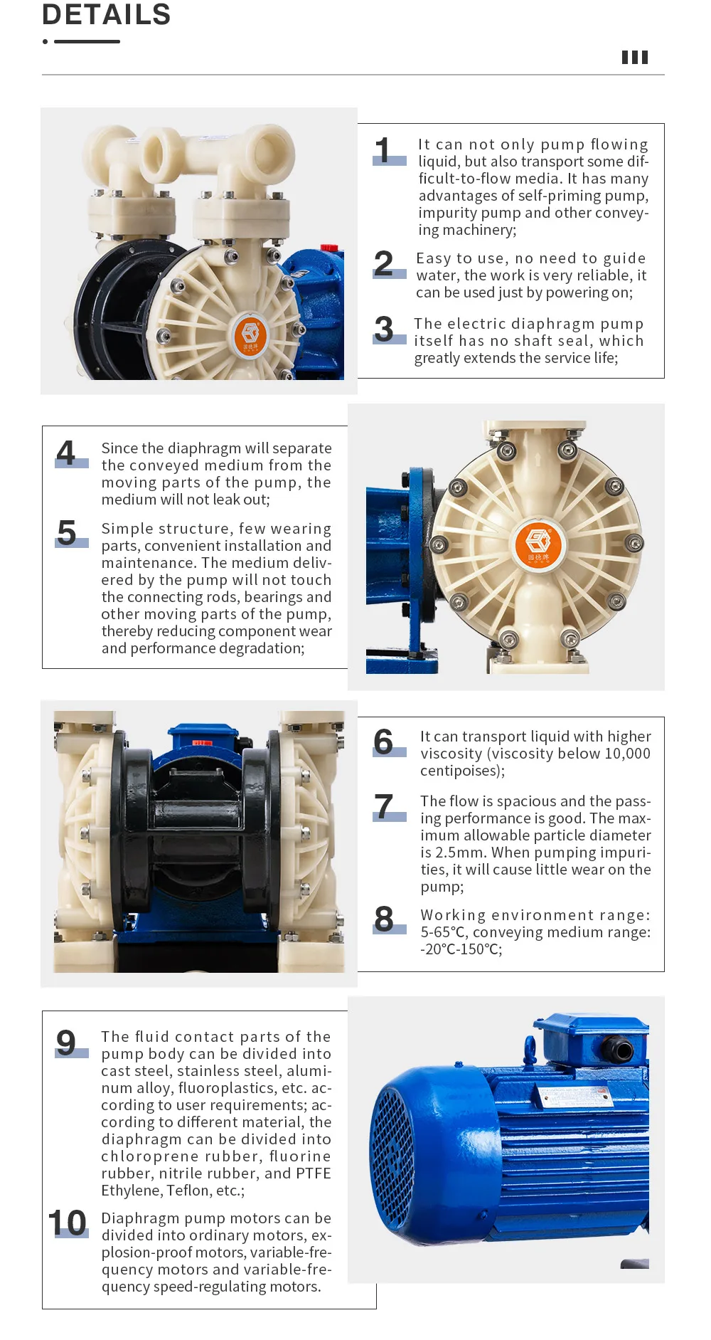 Godo Dby3s-65f Pvdf Electric Diaphragm Pump Wholesale Industrial Water Pump Transport Pump For ...