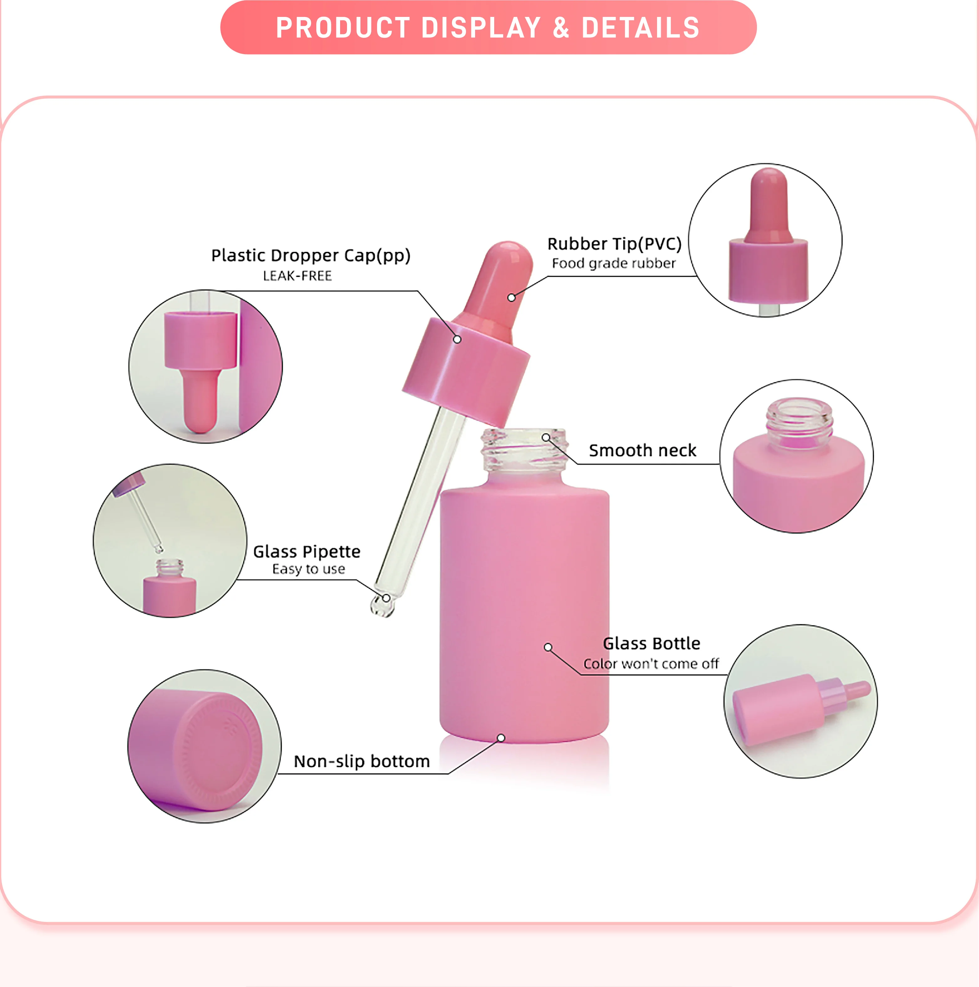 15ml 30ml 50ml Customized Empty Luxury Round Cosmetic Serum Essential ...