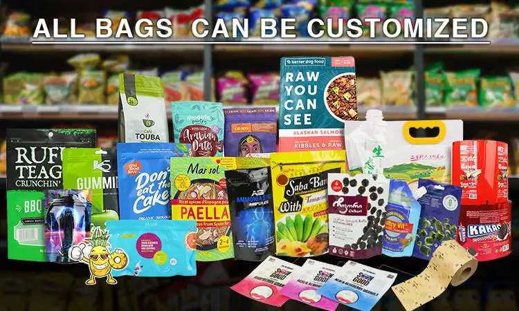 Custom Resealable Ziplock Stand up Pouch for Food Packaging