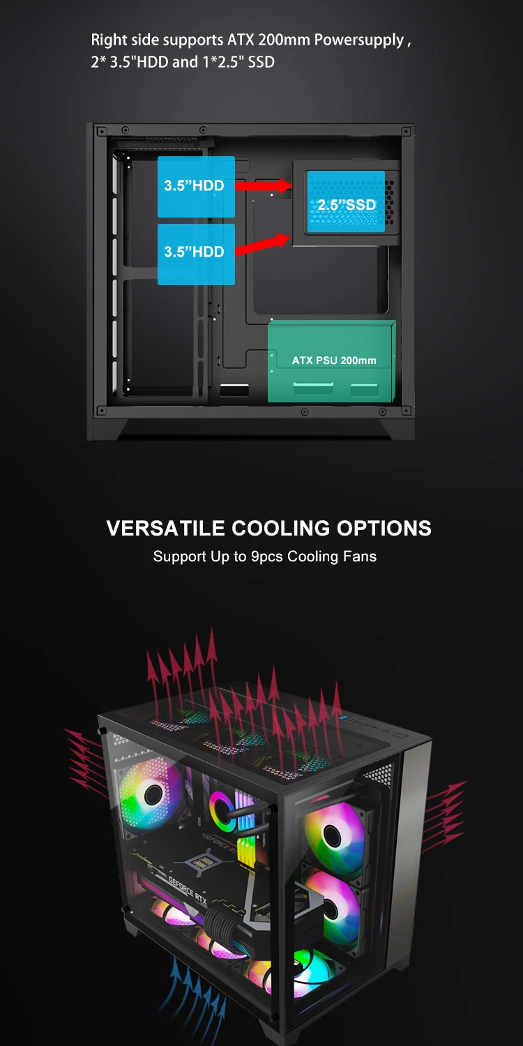 C270 Tempered Glass Matx Computer Case - Gaming PC Cabinet