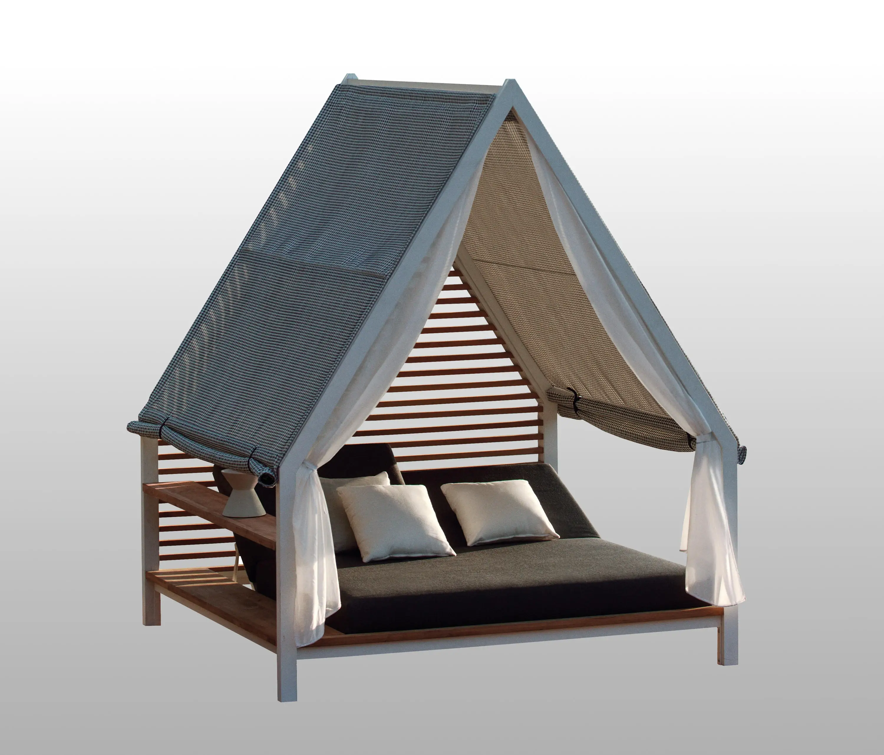 Outdoor Aluminum Daybed With Cushion Garden Sunbed Hotel Double-bed ...