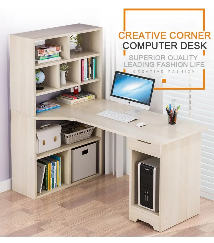 Corner Desk Bookshelf Combination Integrated Computer Desk Bookcase ...