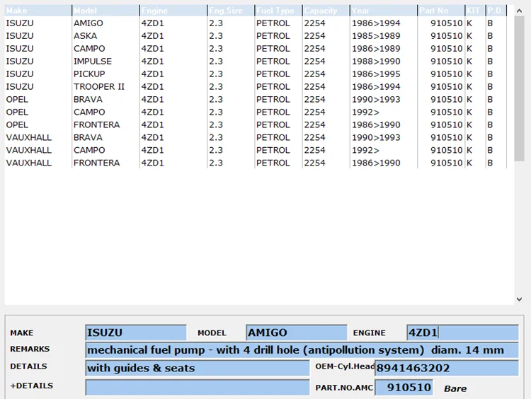 4ZD1 Cylinder Head for ISUZU Trooper CHEV LUV Nafta 2.3 8V