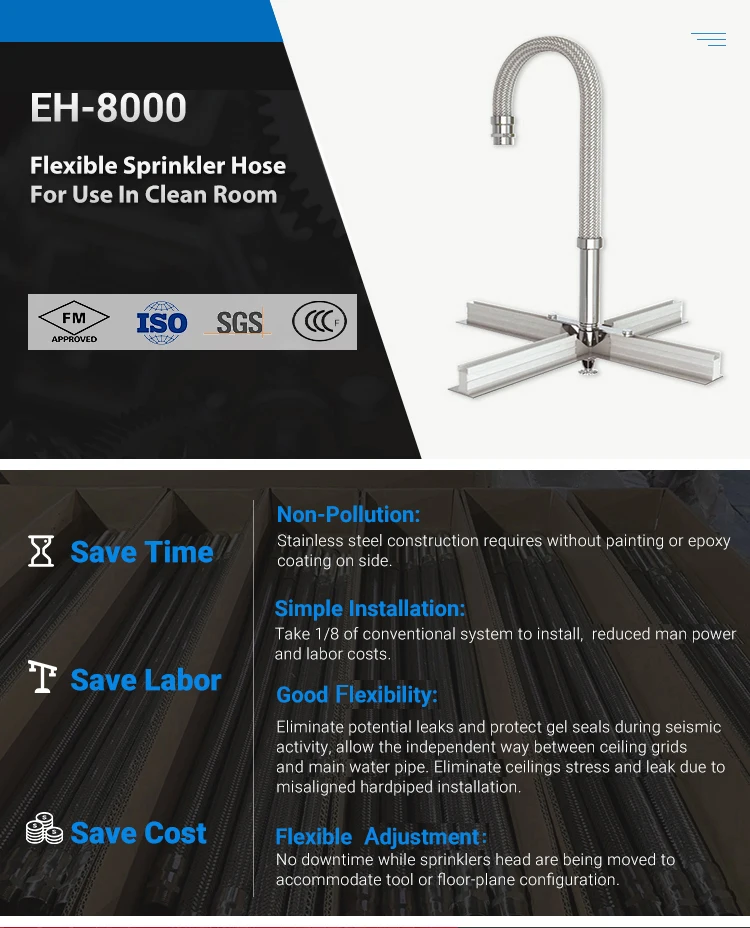 Flexible Sprinkler Dropper - Stainless Steel for Cleanrooms