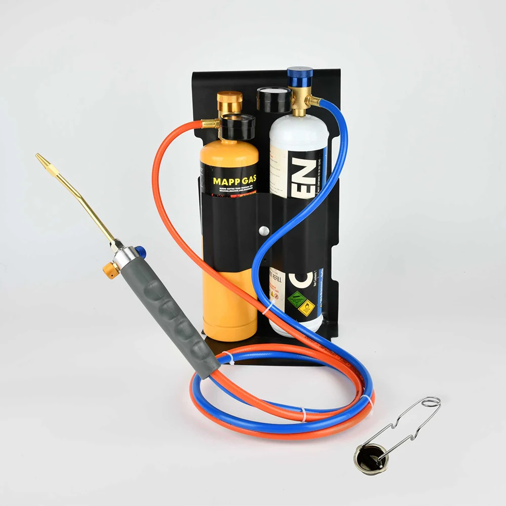 2024 Oxy Map High Heat Welding Torch Kit Cylinder Holder Rack Duel Fuel ...