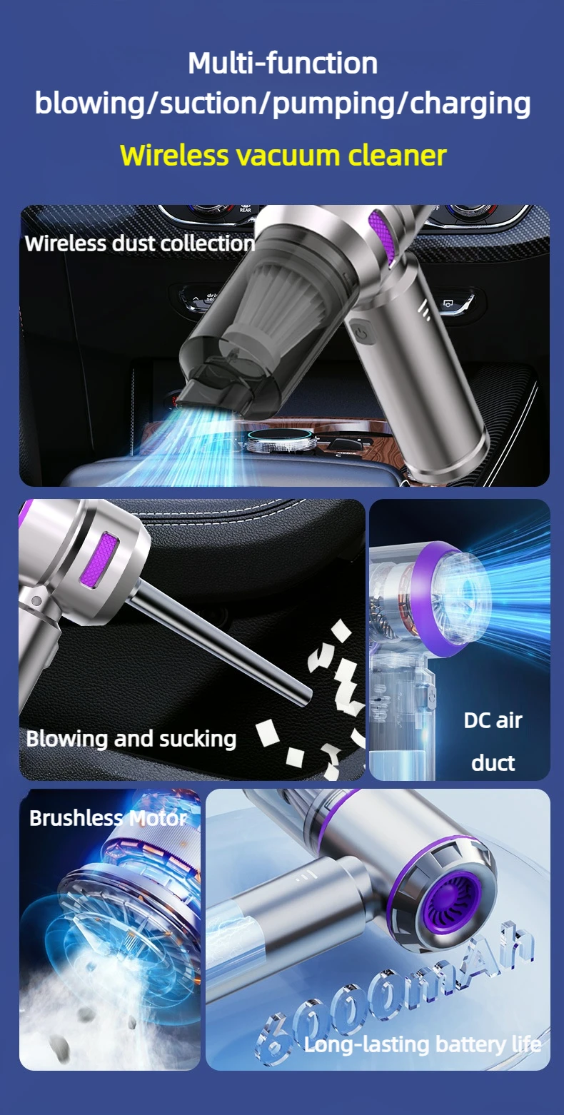 3 Gear 18000Pa Brushless Motor Dustbuster Cordless Handheld Vacuum Hand ...