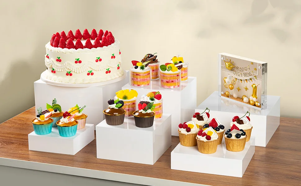 Clear Acrylic Dessert Stands Buffet Risers For Cupcakes Dessert Pastry ...