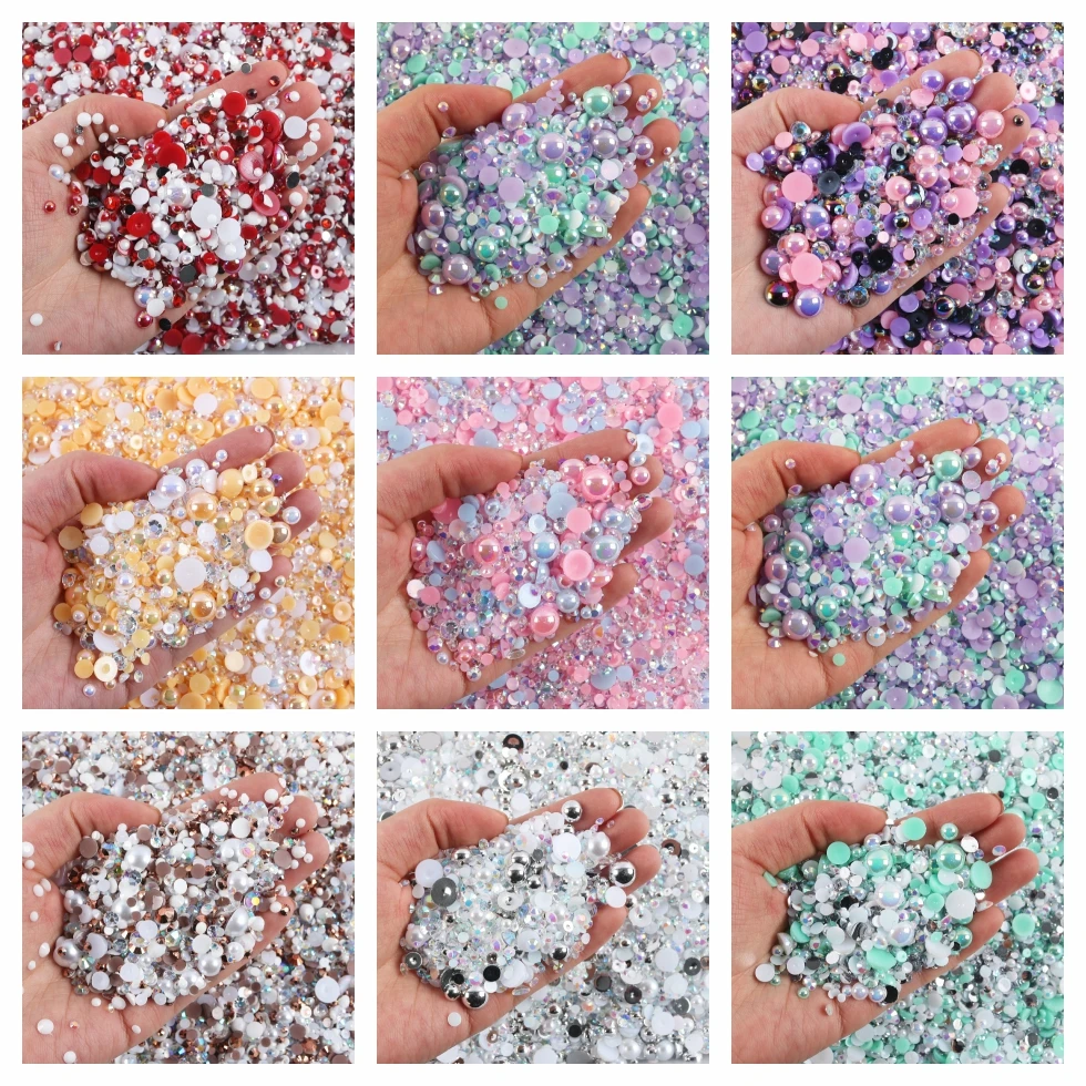 Mix Resin Rhinestone Pearls For Clothing Decorations Glitter Nail Gems ...