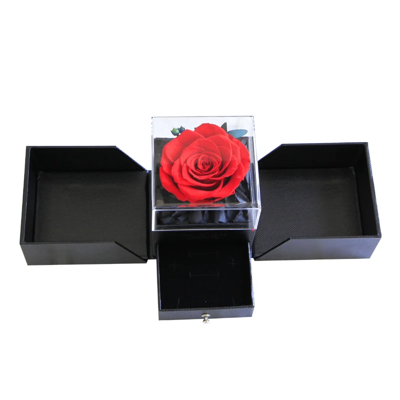Acrylic Rose Jewelry Box Preserved Rose in clear Acrylic Box with ...
