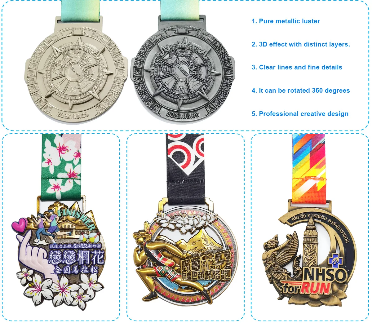 Medal Manufacturer Design Custom Gold Zinc Alloy Metal Sublimation 2D ...