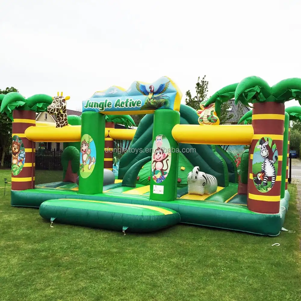 Large Bouncy Castle Commercial Inflatable Jungle Active Center Animals ...