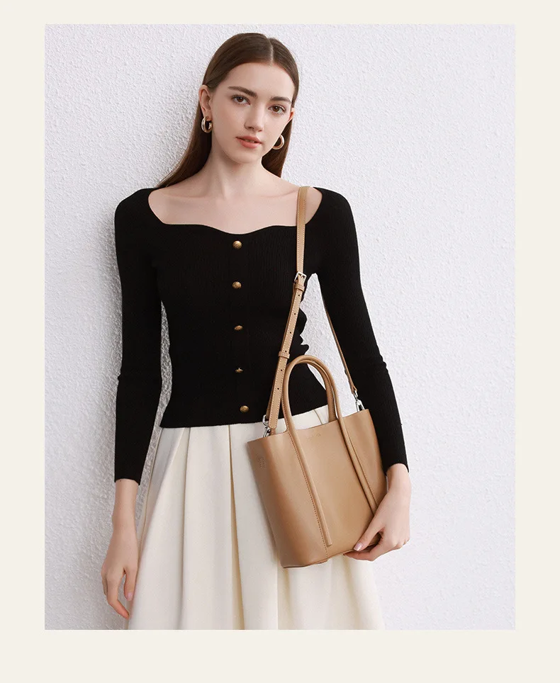 Andobag Genuine Cow Leather Handbag For Women Commute Shoulder ...
