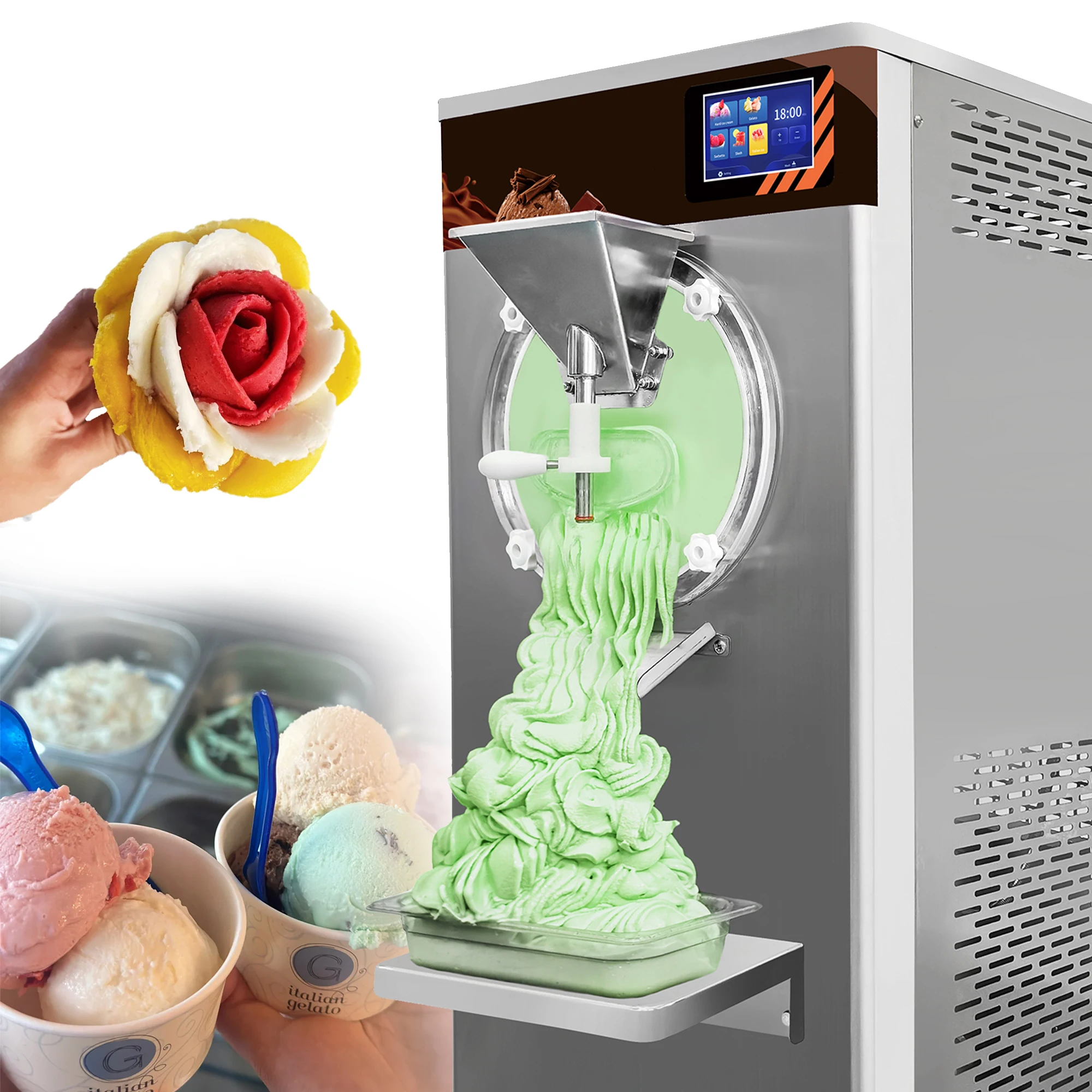 Vertical Italian Gelato Ice Cream Making Machine Batch Freezer Machine 60l/h Commercial Hard Ice ...