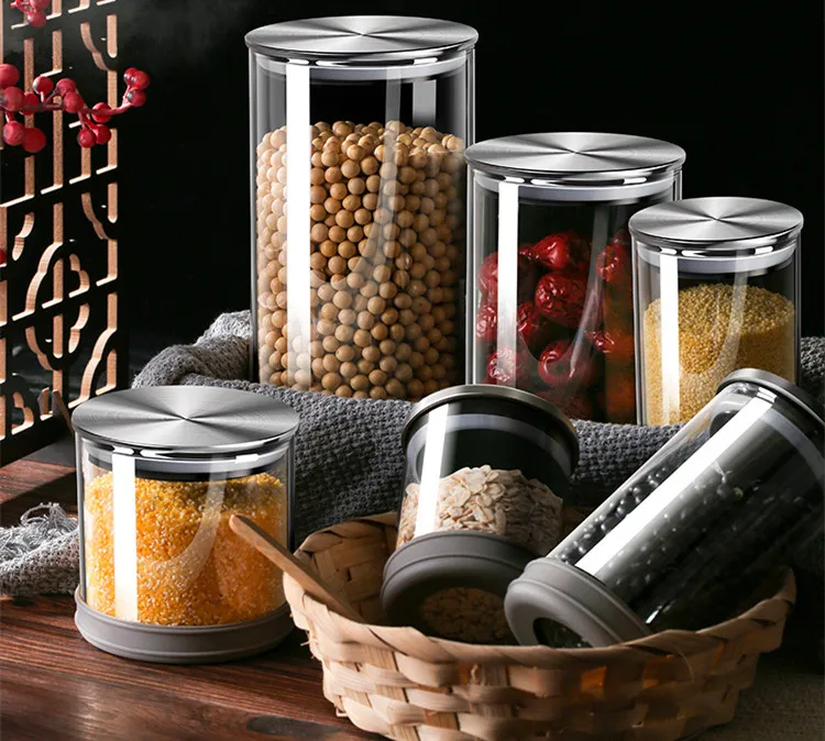 Round Shape Glass Candy Storage Bottle Sealed Bottle Food Box Clear ...