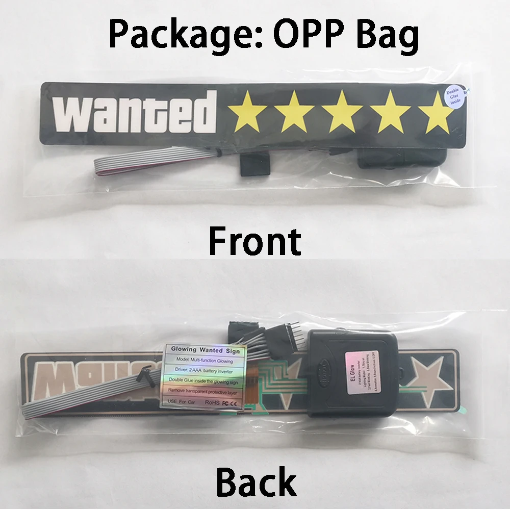 Light Up 5 Stars Wanted Sticker Led Label Panel El Light Advertising ...