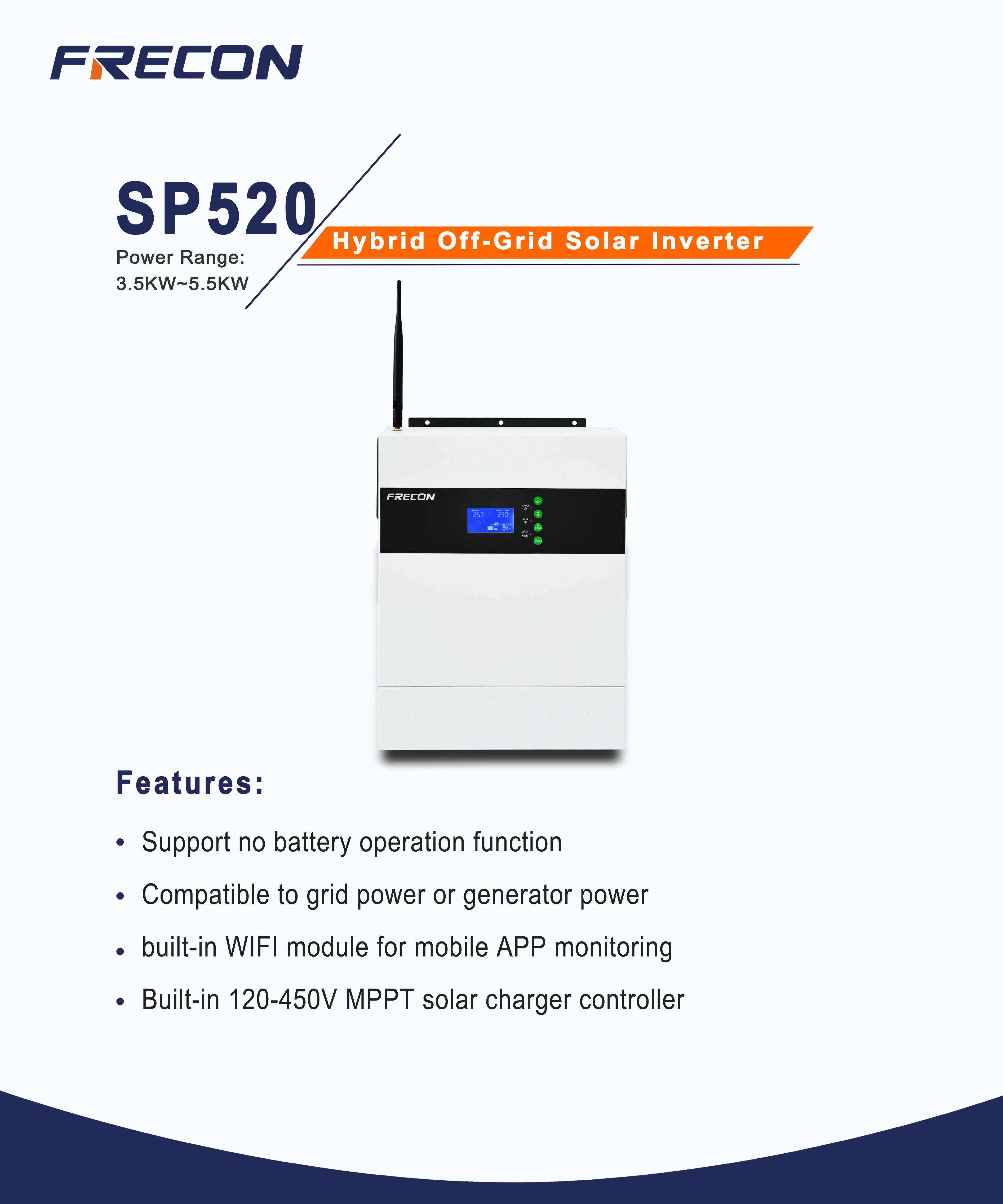 Frecon 3kw 5kw SP520 off Grid Solar Inverter - Pure Sine Wave