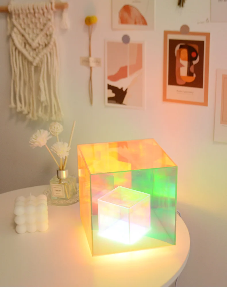 Modern Bedroom Decorated Rainbow Colorful Acrylic 3d Infinity Cube Lamp ...