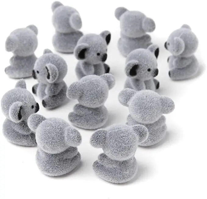 Custom Tiny Bear Shaped Flocked Figurines Miniature Baby Koala Teddy ...