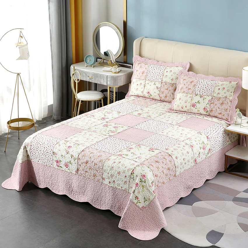 New Arrival Cotton Print Classical Bedspreads Pink Cotton Home Coverlet ...