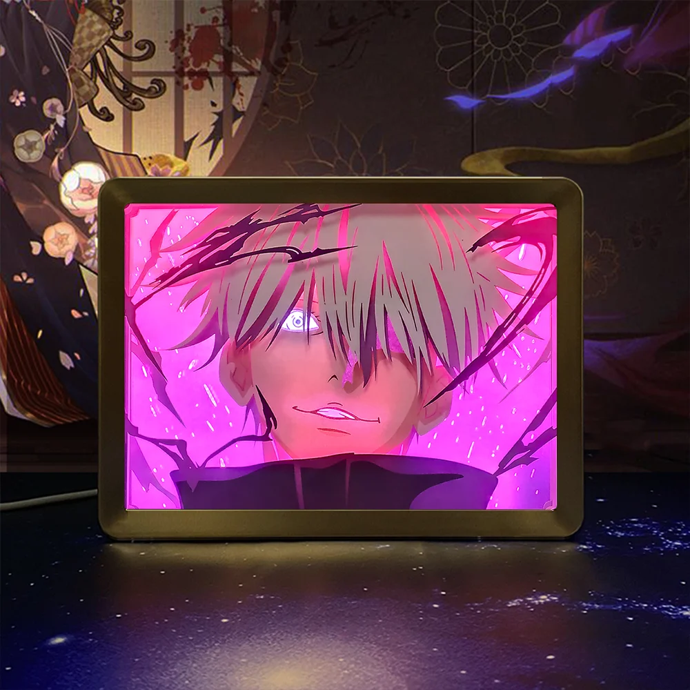 Jujutsu Kaisen Figure Set Gojo Satoru Figure Anime Paper Cut Light Box ...