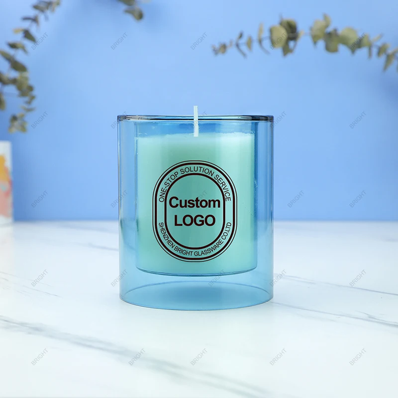 Amber High Borosilicate Candle Jars with Wooden Lids for OEM Luxury ...