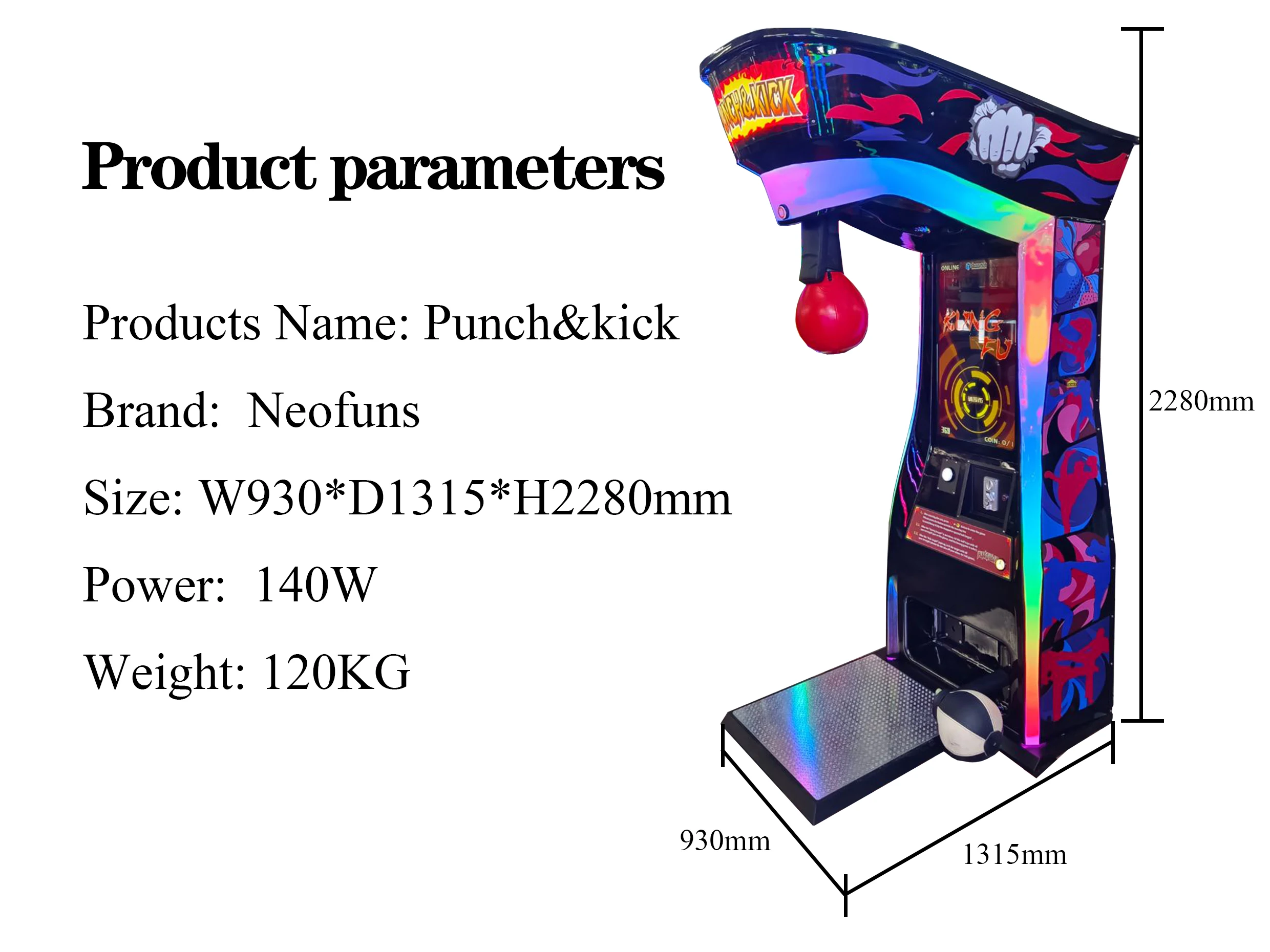 Neofuns Coin Operated Punch And Kick Electronic Sport Boxing Arcade ...