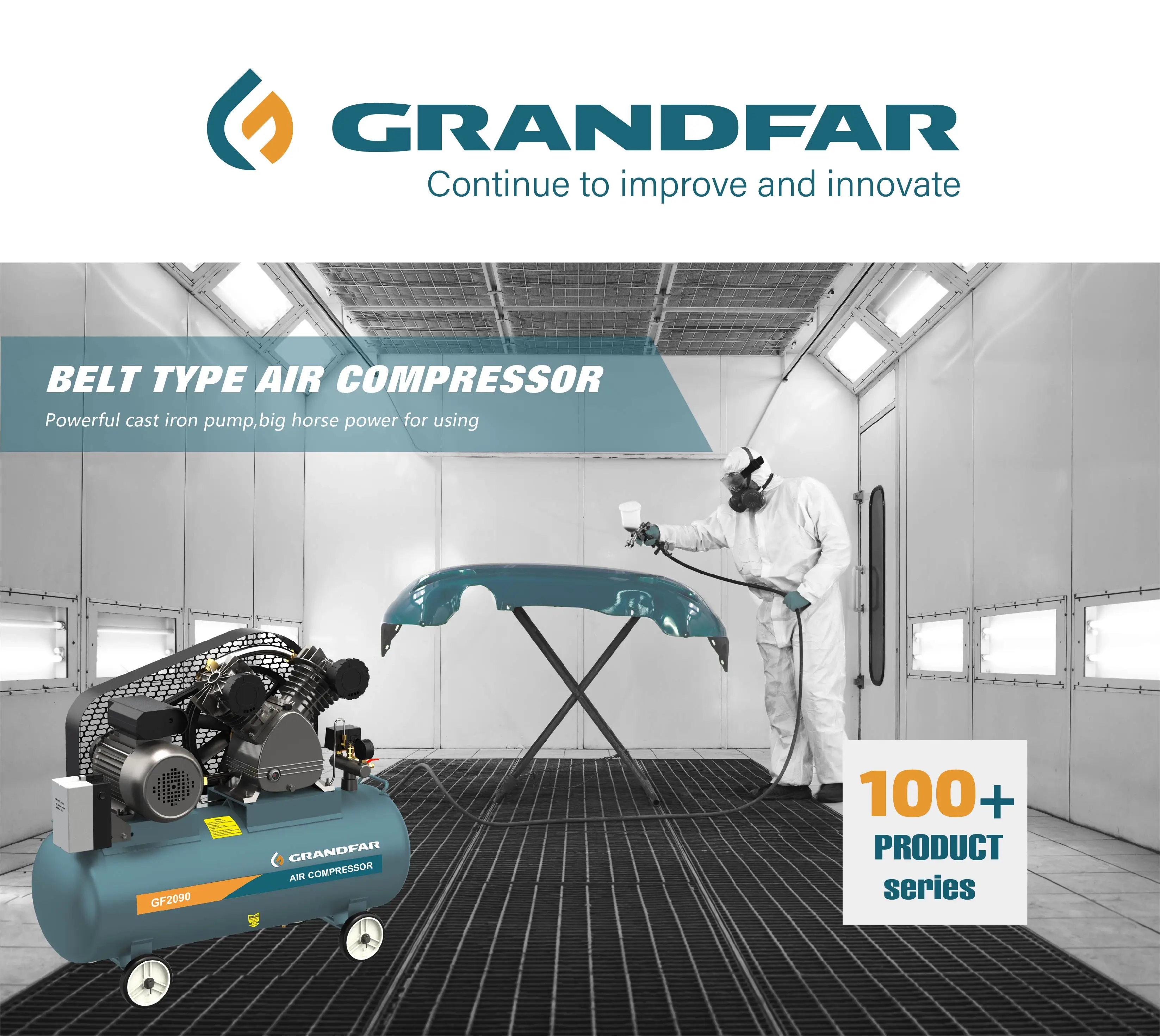 Grandfar 220v 3kw 100 Litre Air Compressor Electric Silent Belt Drive ...