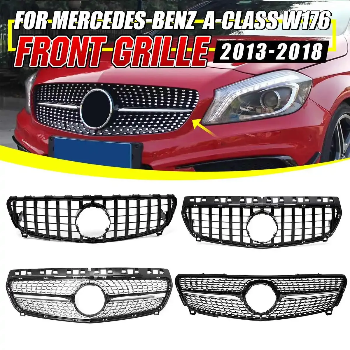 Diamond/GTR Style Car Front Bumper Grill Grille for Mercedes for Benz ...