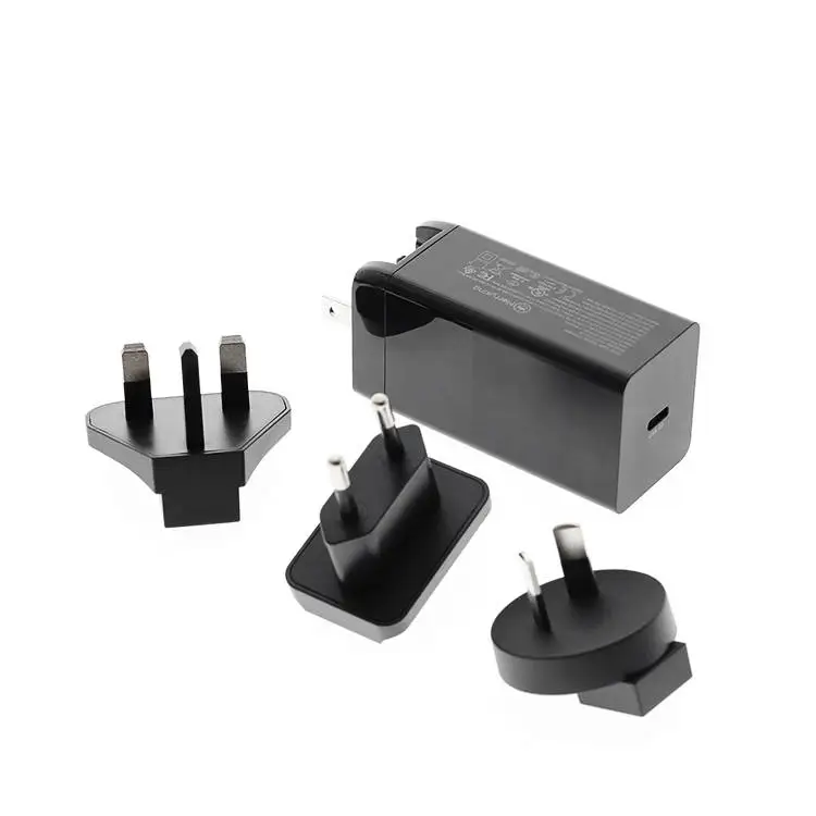 Interchangeable Ac Plug Gan 65w Pd Charger Usb-c Usb-a Quick And Fast ...