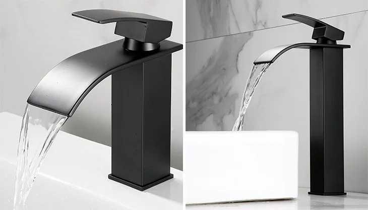 Douch Hotel Bathroom Basin Faucet Brass Single Hole Waterfall Brass Hot ...