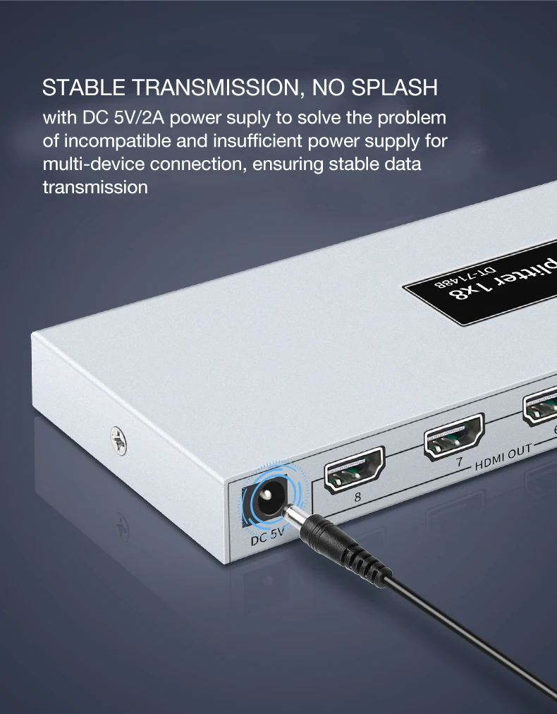 DTECH 8 Way 8 Ports HDMI Splitter 1 Input 8 Output 4X2K@30Hz for HDTV ...