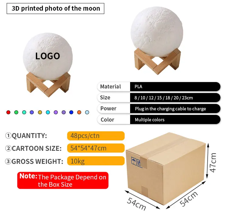 Custom Acrylic Moon Lamp 3d Print Wood Base Led Acrylic Desk Night ...