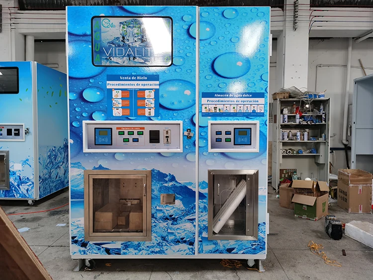 Automatic Combined 800gpd Water 450kg Cube Ice Vending And Water Vendo ...
