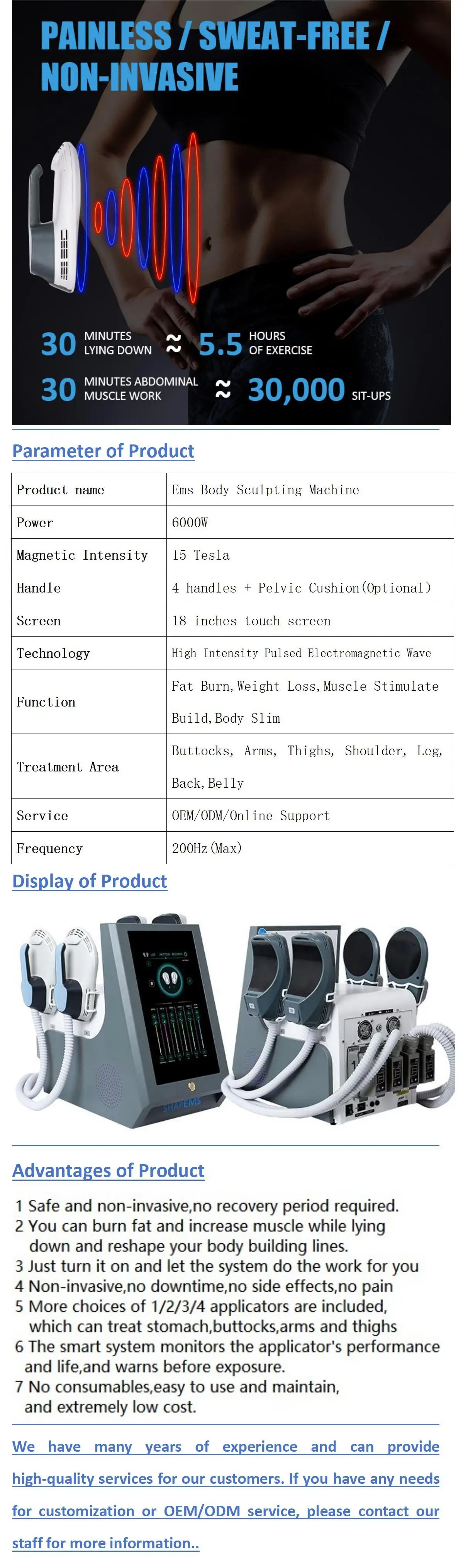 2024 Ems Body Shape Slim Machine 15 Tesla 6000w Muscle Stimulator Build ...