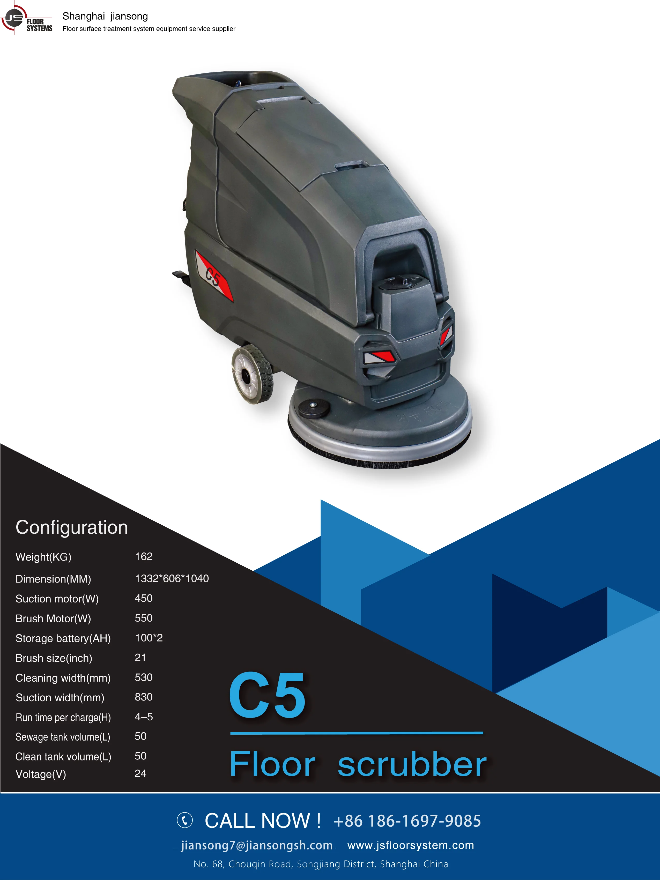 Js C5 Hand Held Floor Scrubber Machine Floor Scrubber Machine Cleaning ...