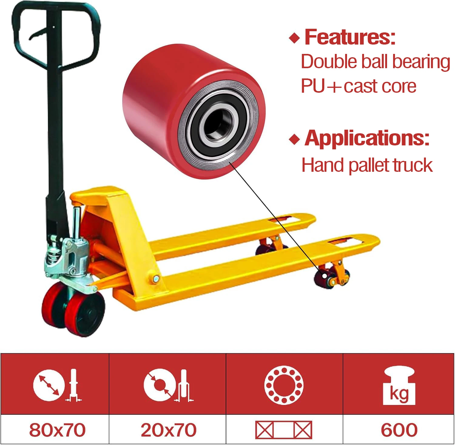 Pallet Fixer Wheel for Pallet Truck Polyurethane Roll Including Ball ...