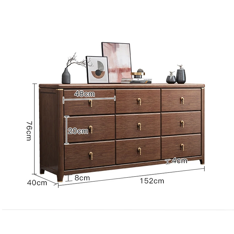 Chest Drawer 9 Drawers Modern Solid Wood Storage Living Room Cabinets ...